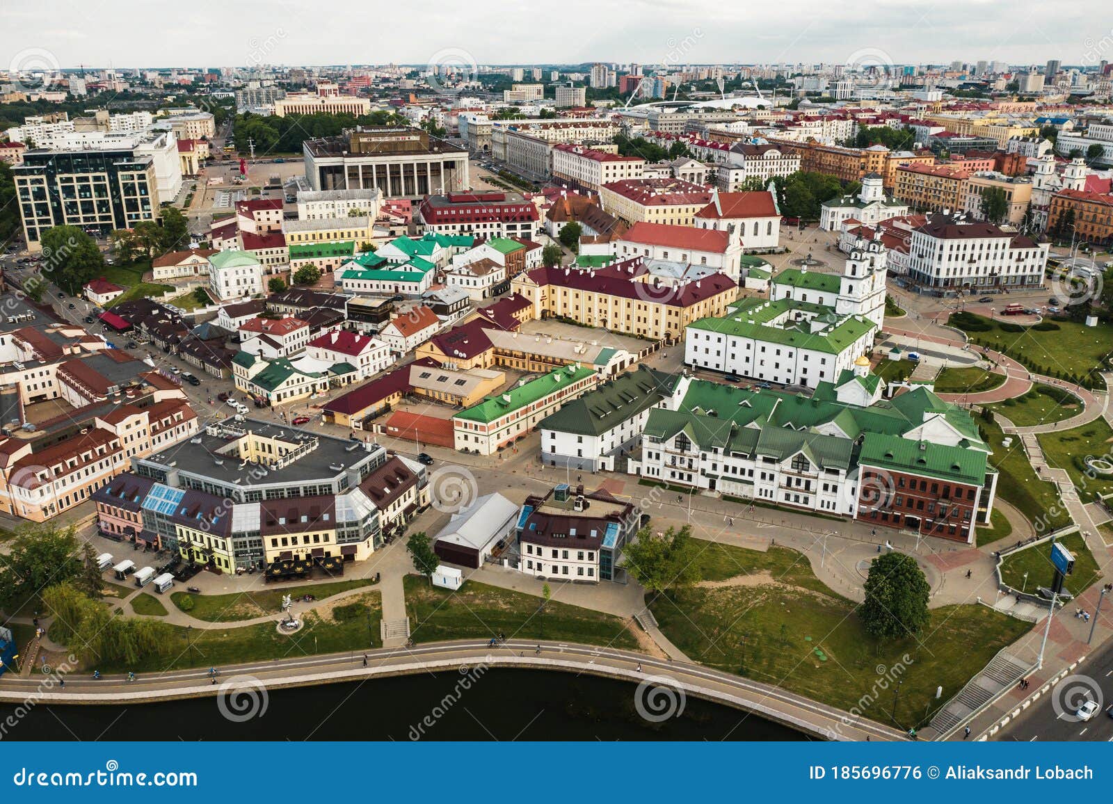 Panoramic View of the Historical Center of Minsk.Old Town in the Center ...