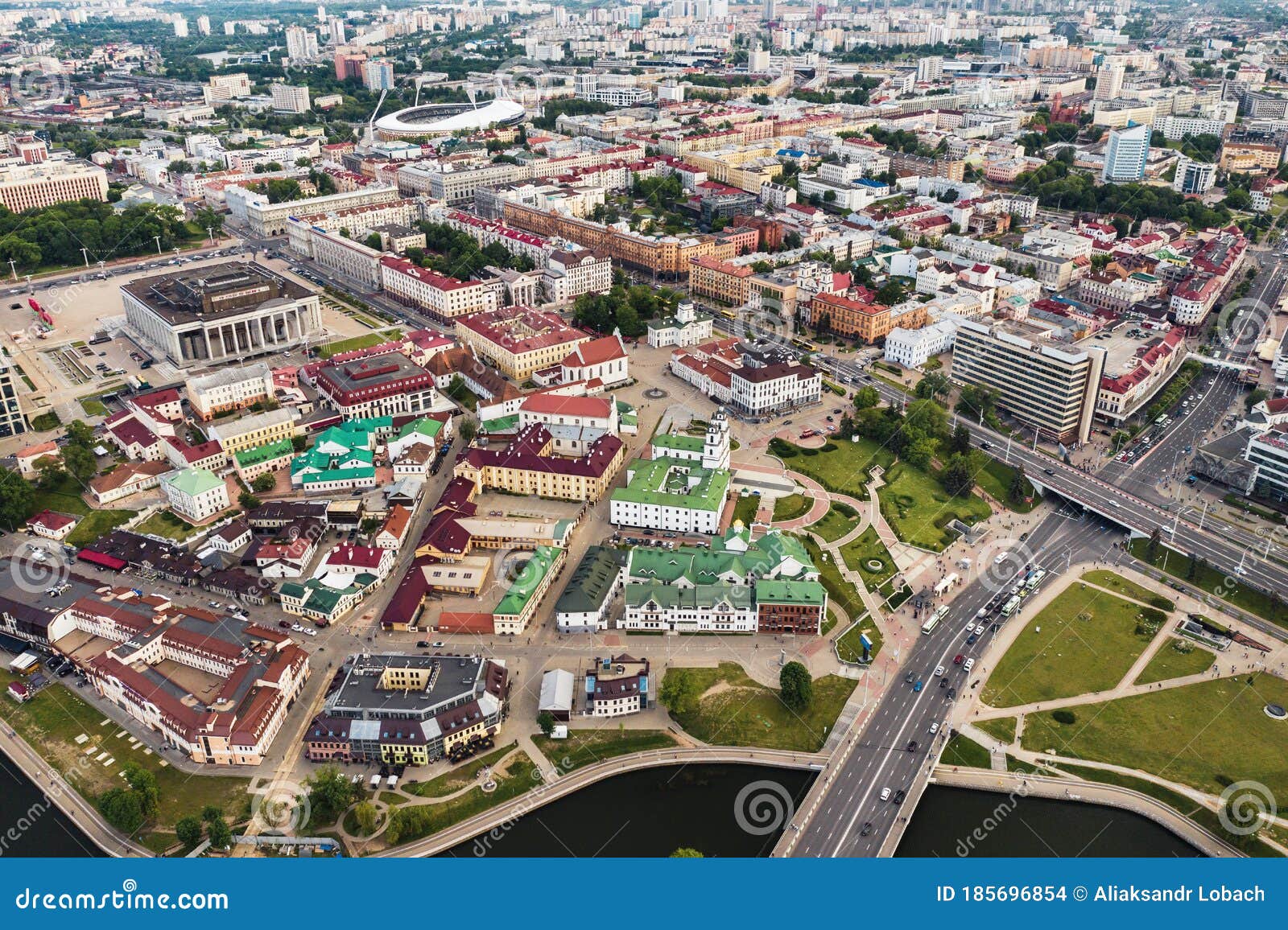 Panoramic View of the Historical Center of Minsk.Old Town in the Center ...