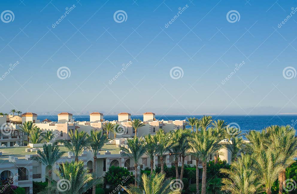 Panoramic View of the Hotel and the Sea Stock Photo - Image of exterior ...