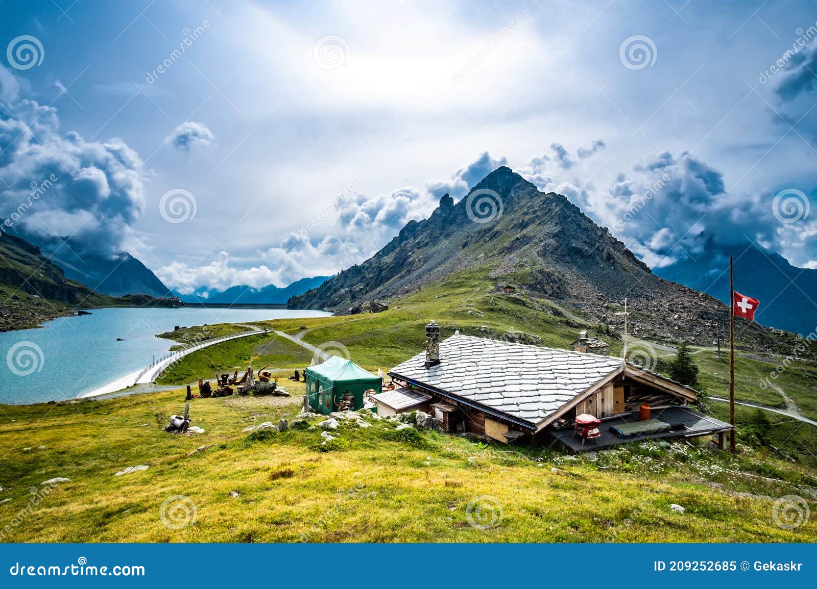 Panoramic View on House on Alps Stock Image - Image of tranquil, serene ...
