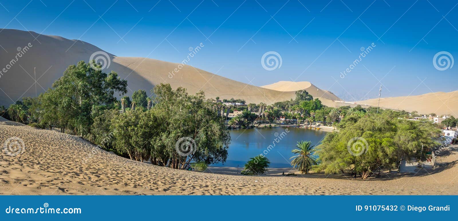 Panoramic View of Huacachina Oasis - Ica, Peru Stock Photo - Image of ...