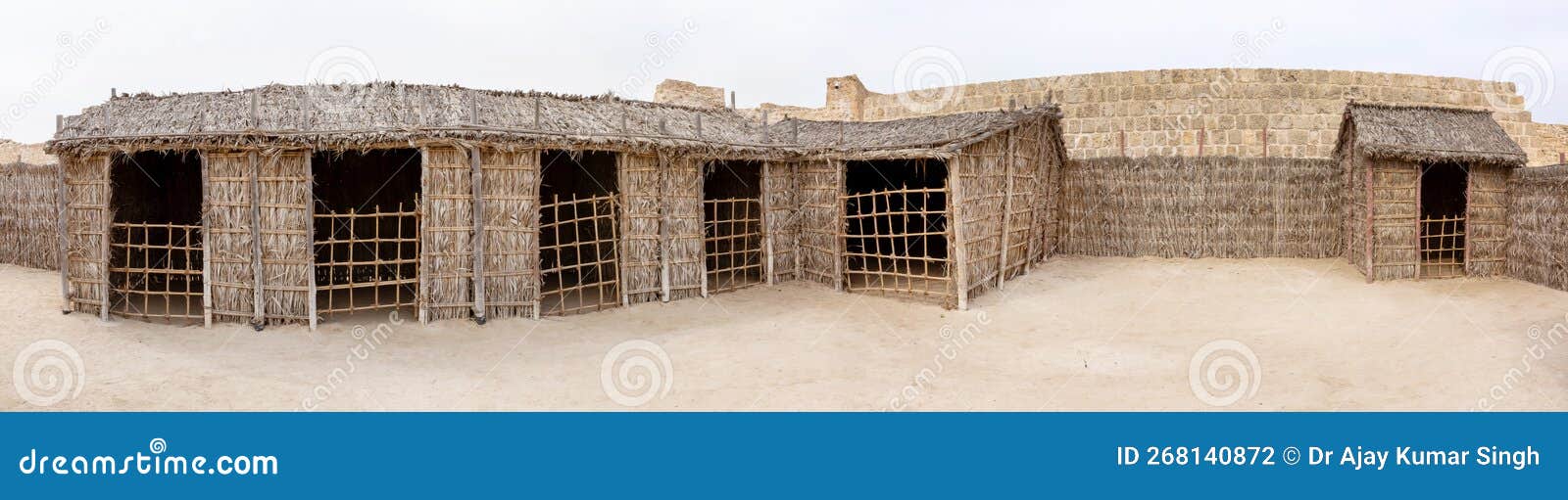 Panoramic View of Huts Inside the Ancient Bahrain Fort Stock Photo ...