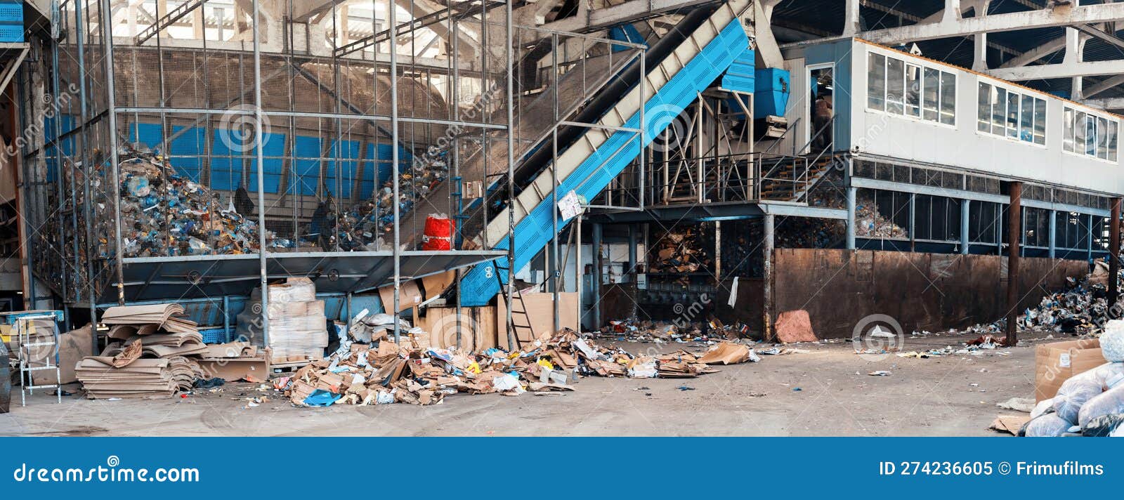 Panoramic View of Interior of a Waste Sorting Plant Stock Image - Image ...