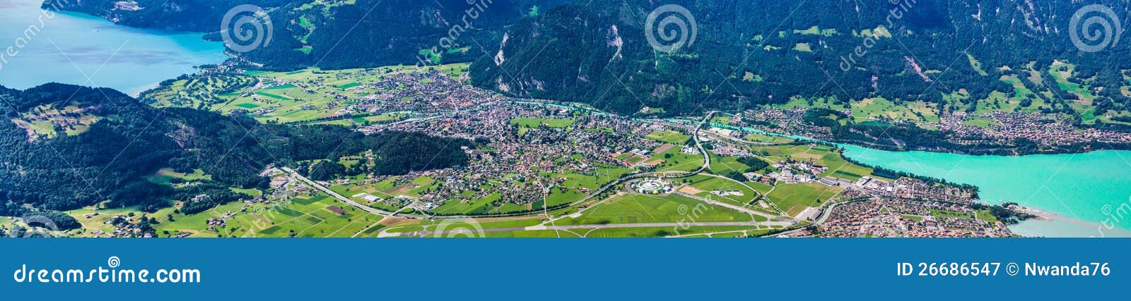 Panoramic View of Interlaken, Switzerland Stock Image - Image of thun ...