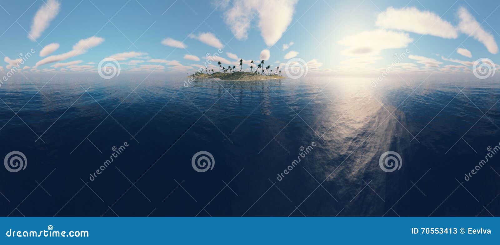 Panoramic View of a Island. Stock Illustration - Illustration of ...