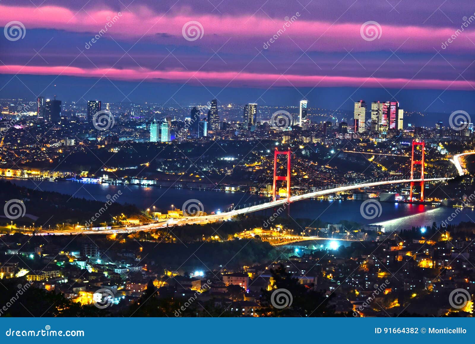 Panoramic View of Istanbul with the Bosphorus Bridge Stock Photo ...