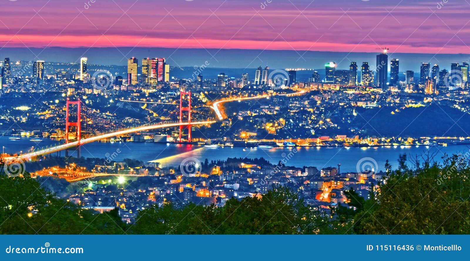 Panoramic View of Istanbul with the Bosphorus Bridge Stock Photo ...