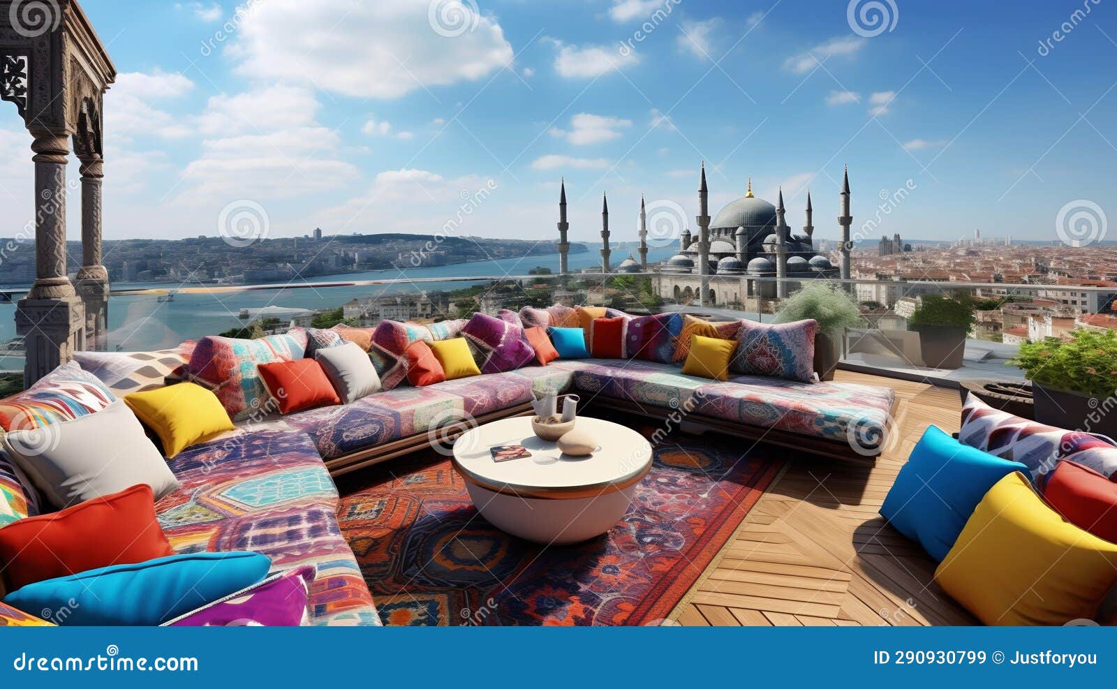 Panoramic View of Istanbul from Elevated Terrace. Generative Ai Stock ...