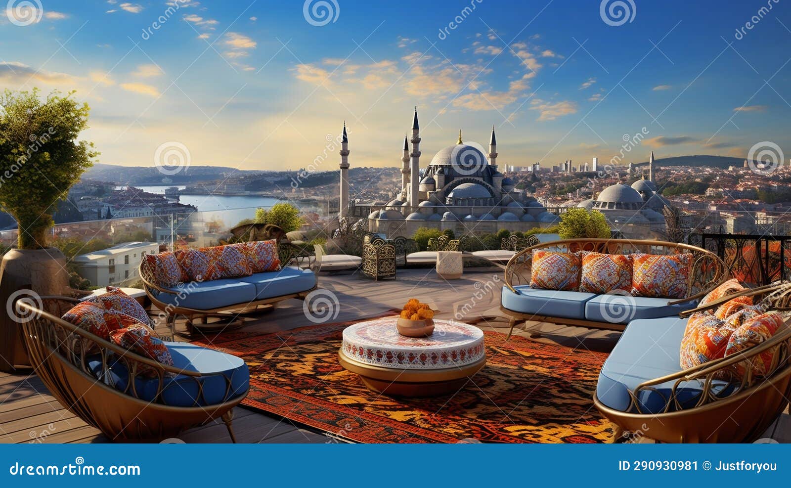 Panoramic View of Istanbul from Elevated Terrace. Generative Ai Stock ...