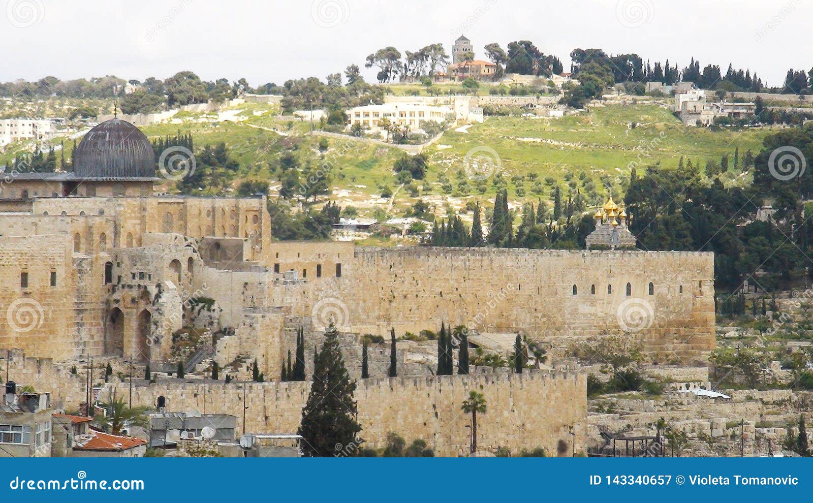 Panoramic View on Jerusalem, Israel Stock Image - Image of olives ...