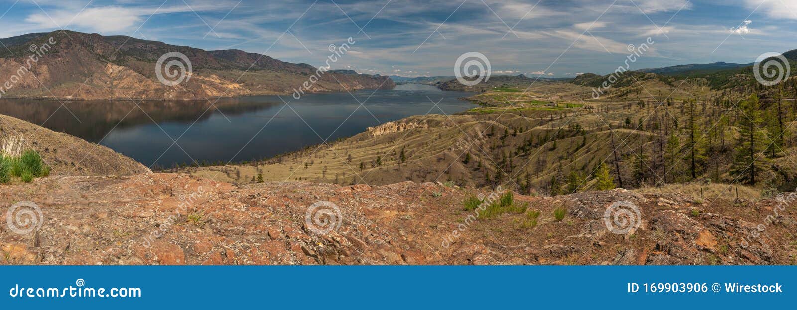 Panoramic View of Kamloops Lake in Canada Stock Photo - Image of ...