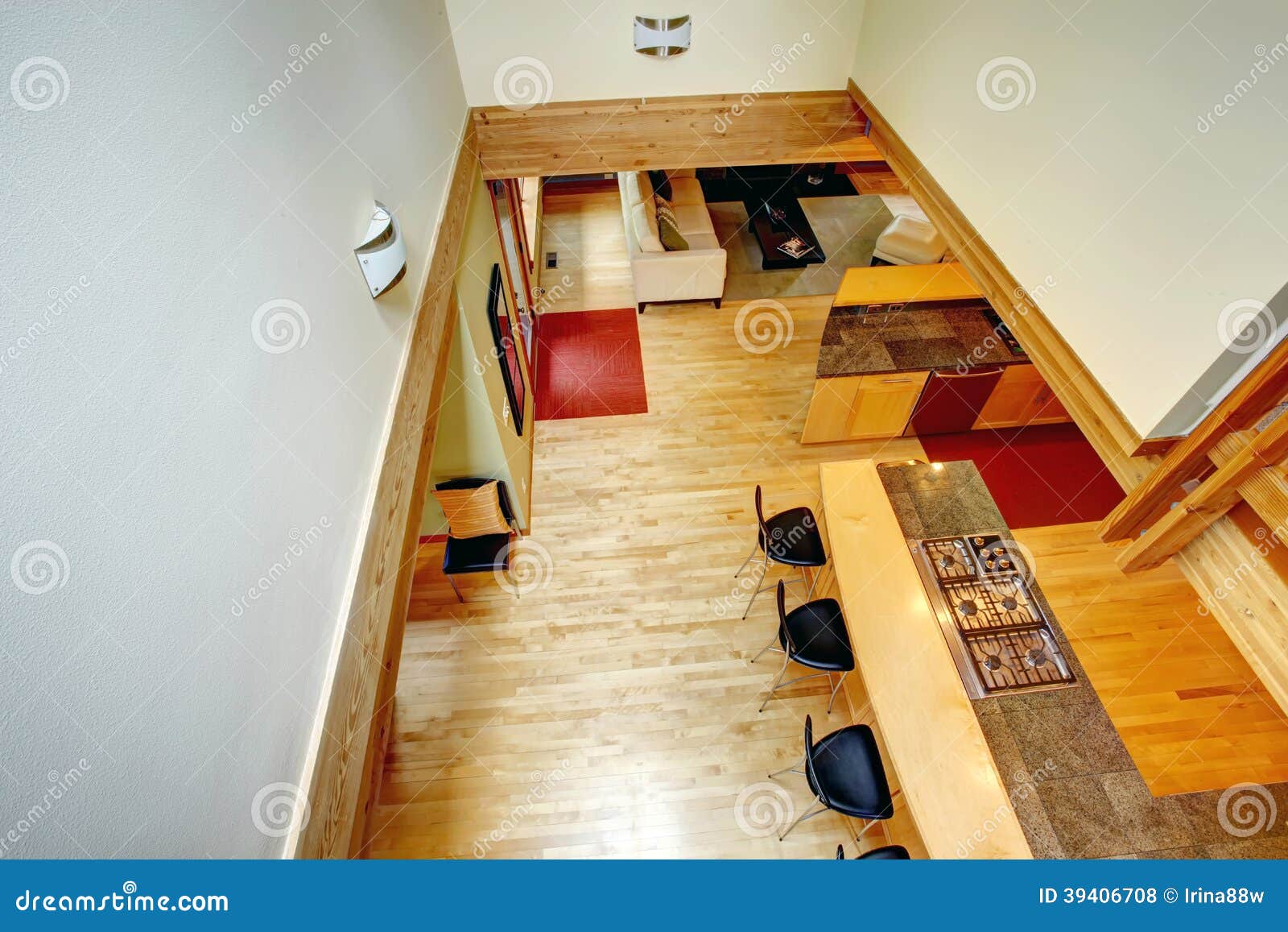 Panoramic View of Kitchen Room Stock Photo - Image of estate, house ...