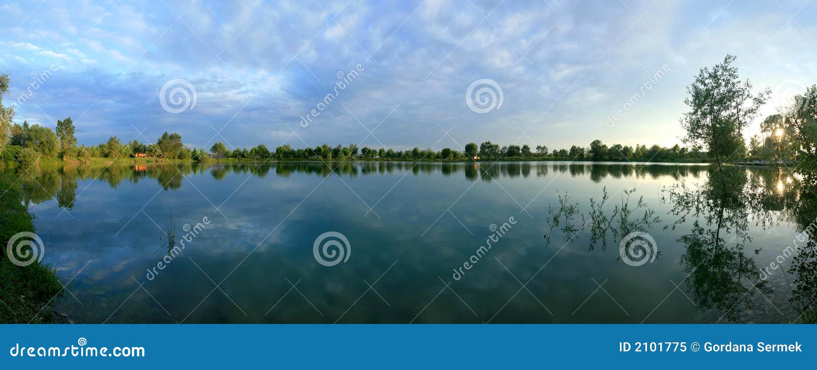 Panoramic view of a lake stock image. Image of dusk, idyllic - 2101775