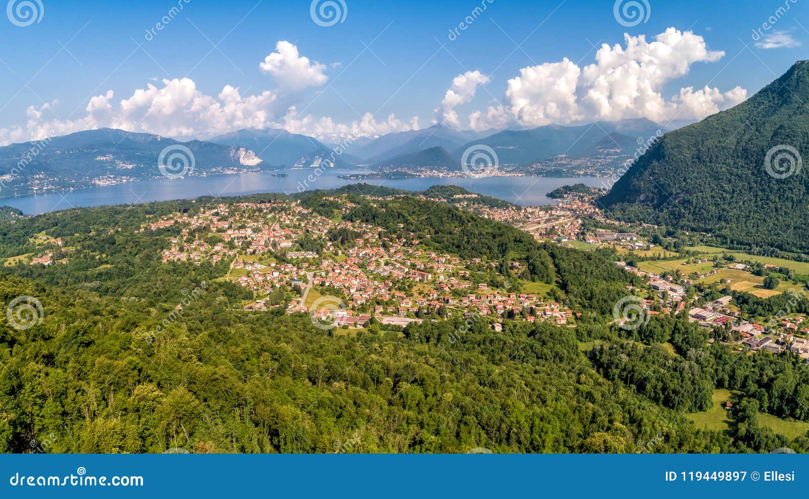 Panoramic View of Lake Maggiore with Swiss Alps in Background in the ... Panoramic View of Lake Maggiore with Swiss Alps in Background in the ...