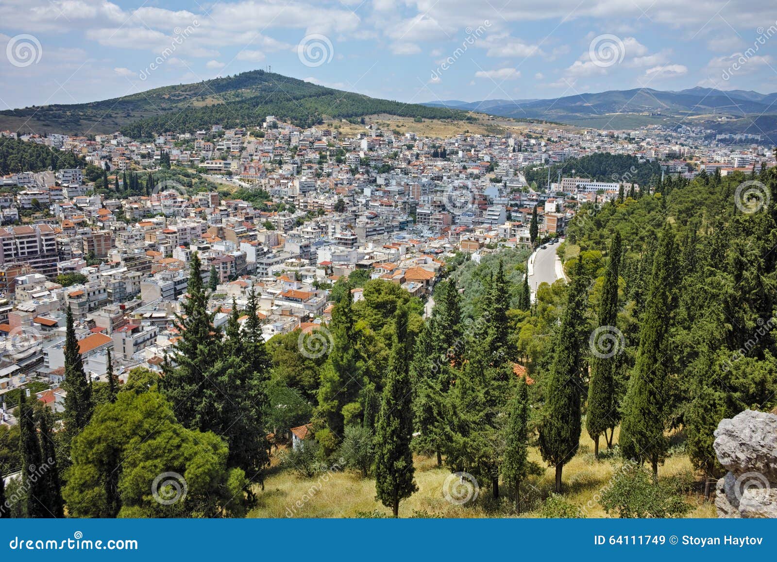 Panoramic View of Lamia City Stock Image - Image of fortress ...