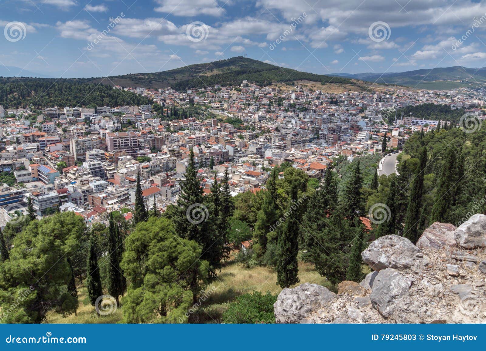 Panoramic View of Lamia City, Greece Stock Image - Image of landscape ...