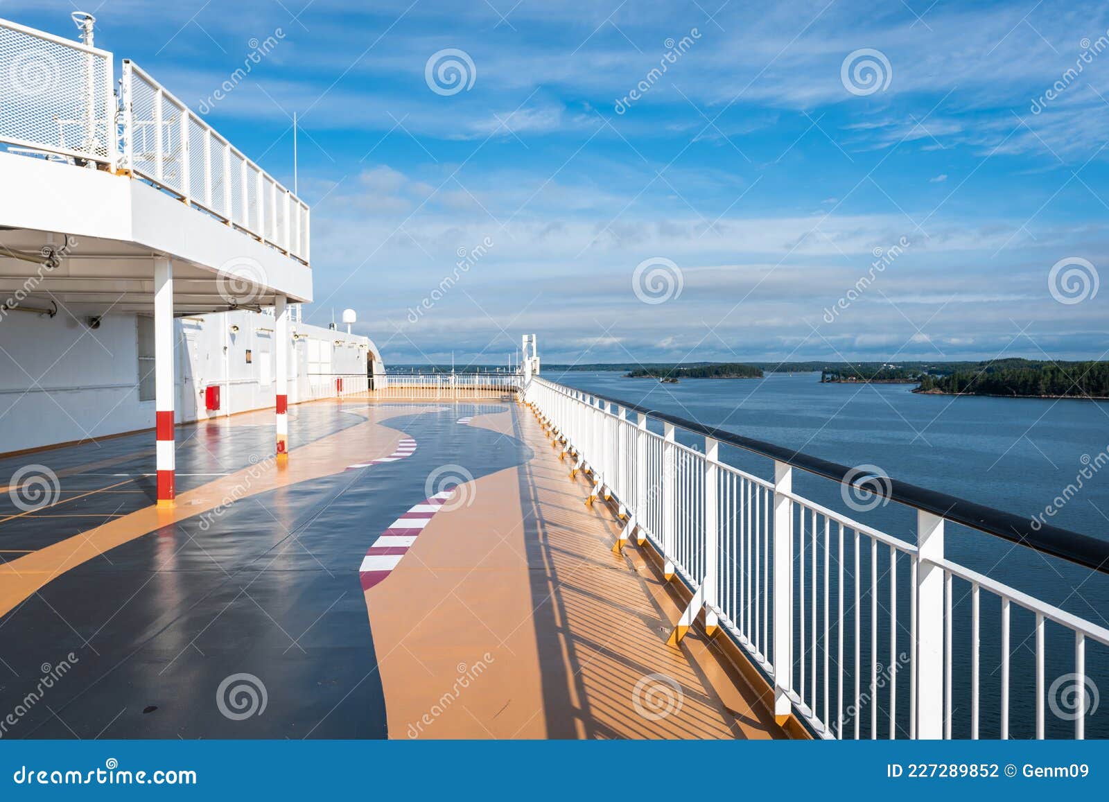 Panoramic View of Large Beautiful Modern Cruise Ship. Upper Deck. the ...