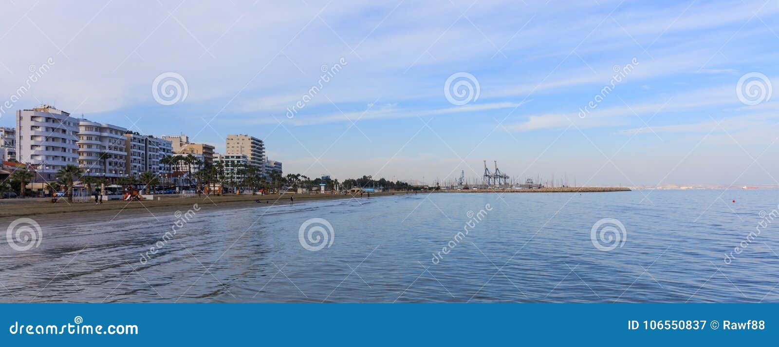 Panoramic View of Larnaca, Cyprus. Blue Sky and White Clouds Background ...