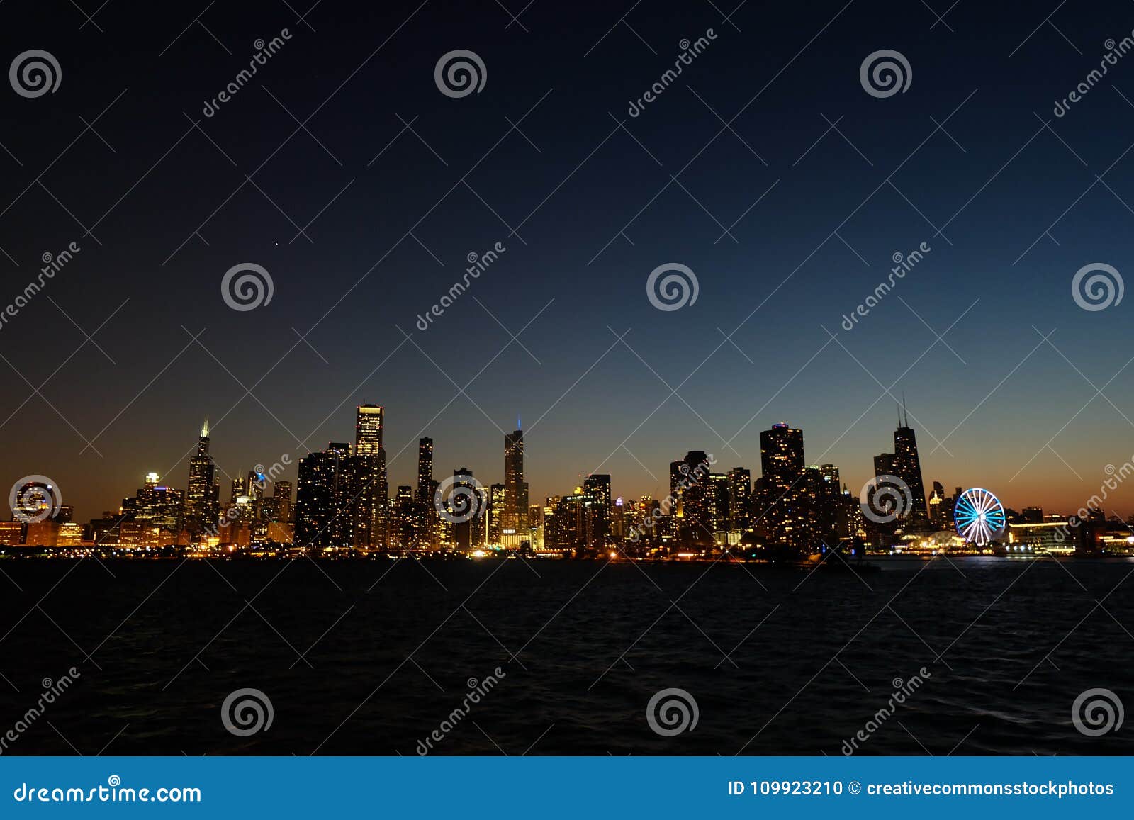 Panoramic View Of Lighted City At Night Picture. Image: 109923210