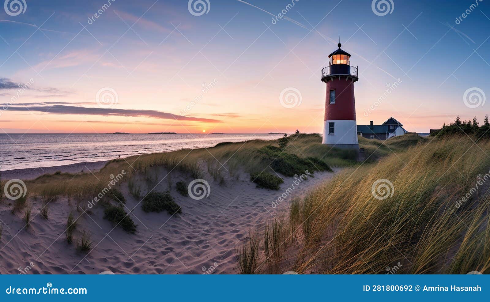 Panoramic View of a Lighthouse Standing at the Coast. Generative Ai ...