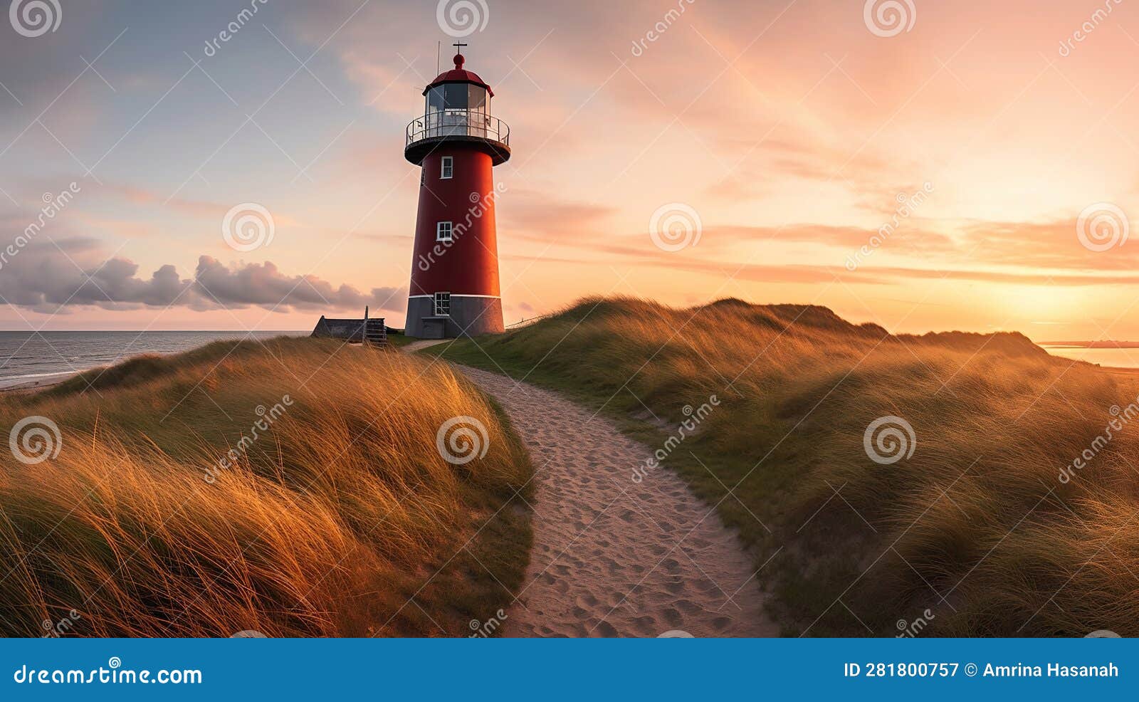 Panoramic View of a Lighthouse Standing at the Coast. Generative Ai ...