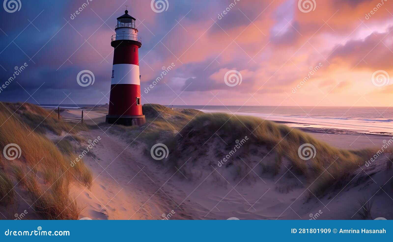 Panoramic View of a Lighthouse Standing at the Coast. Generative Ai ...
