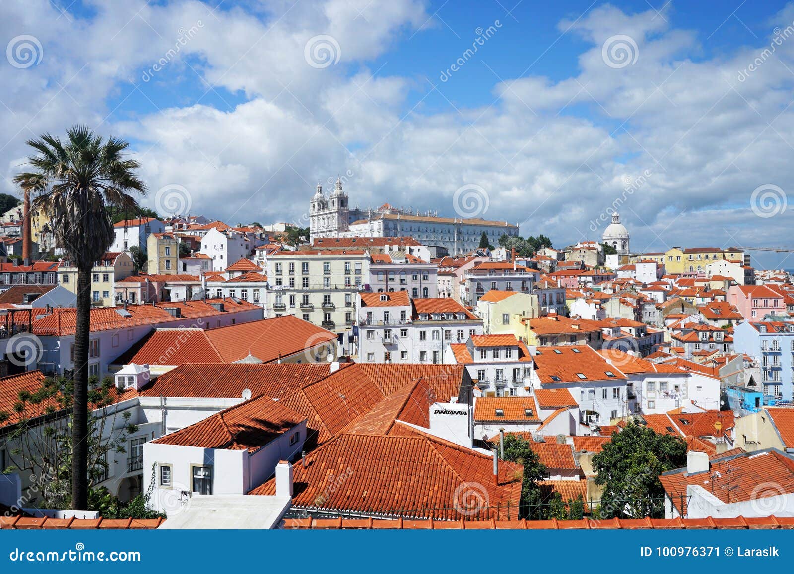 Panoramic view of Lisbon stock image. Image of building - 100976371