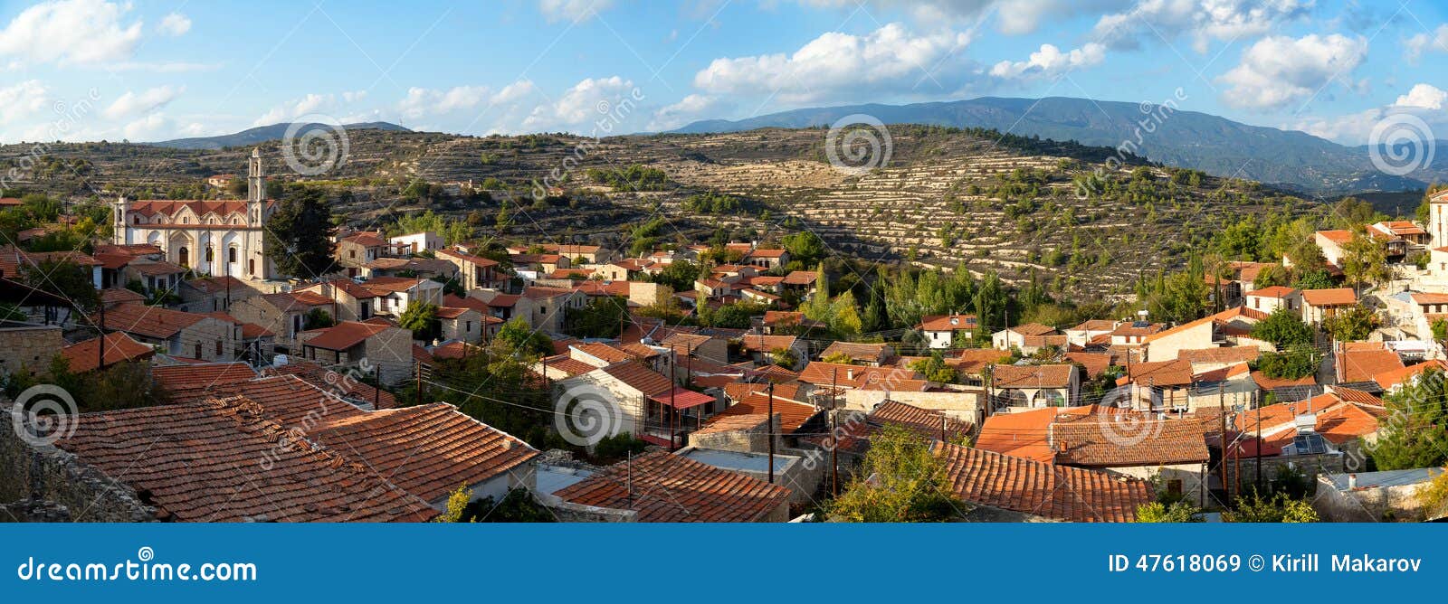 Panoramic View of Lofou Village. Limassol District, Cyprus Stock Image ...