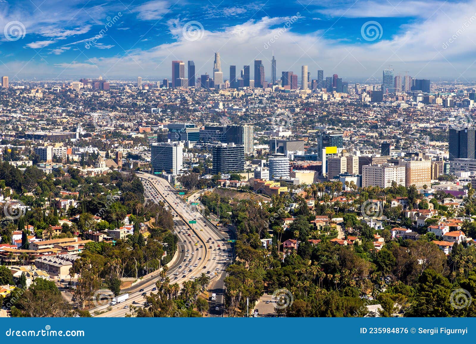 Panoramic View of Los Angeles Stock Photo - Image of panoramic, freeway ...