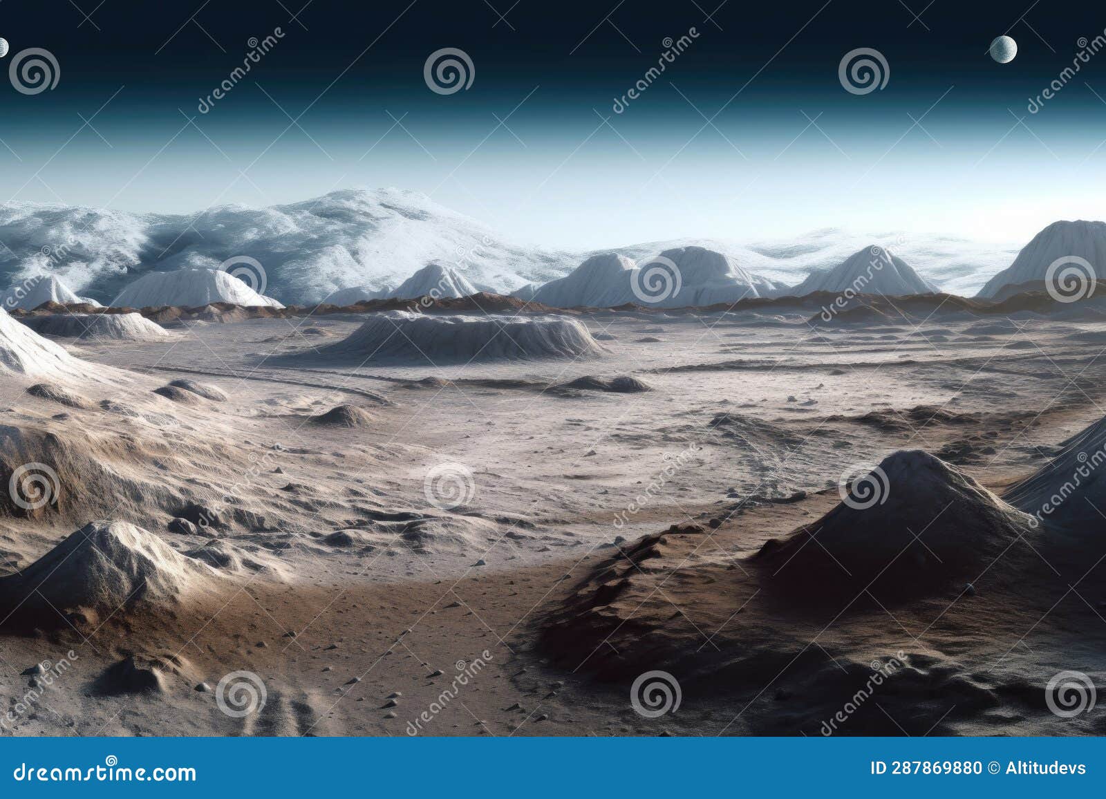 Panoramic View of Lunar Mountains and Craters from Rovers Perspective ...