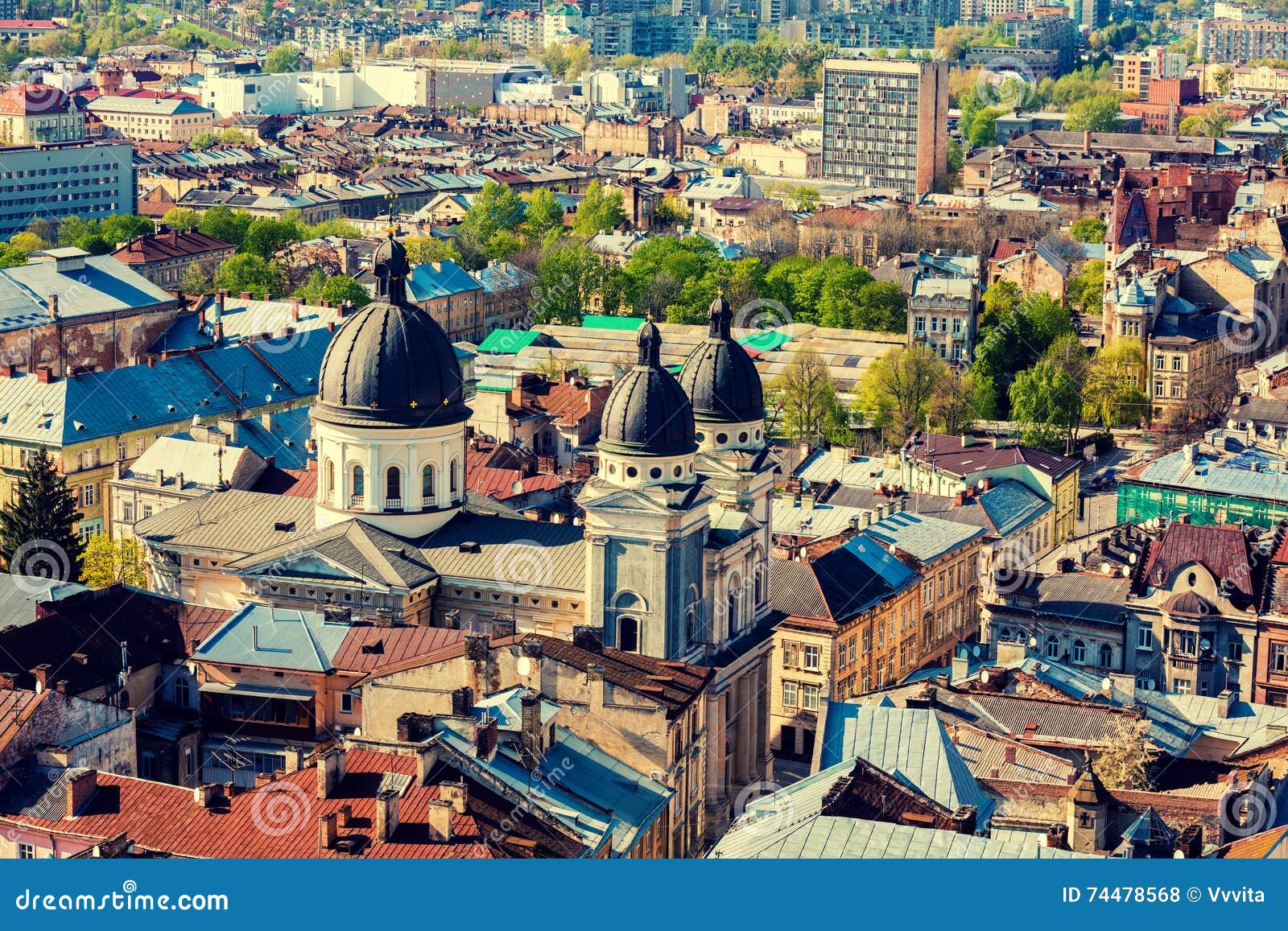 Panoramic View of Lviv City Stock Photo - Image of spring, street: 74478568