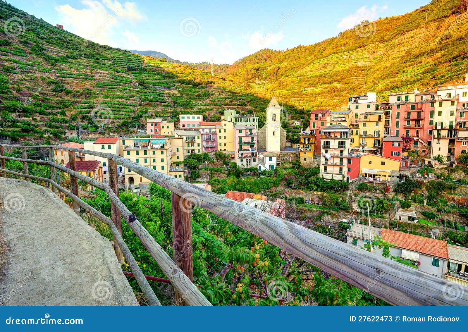 Panoramic View of Manarola Village Stock Image - Image of architectural ...
