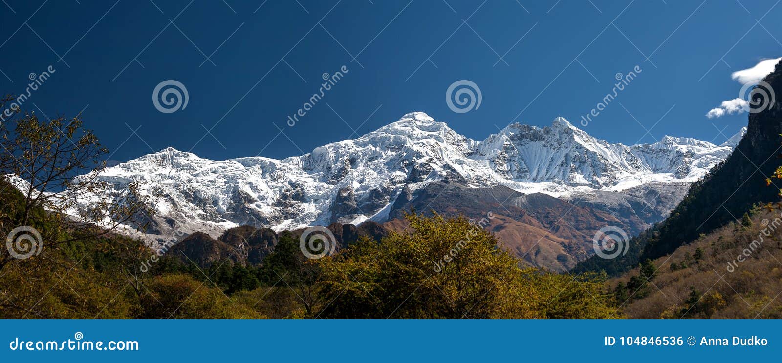 Panoramic View at Manaslu Mountain Range in Nepal Stock Photo - Image ...
