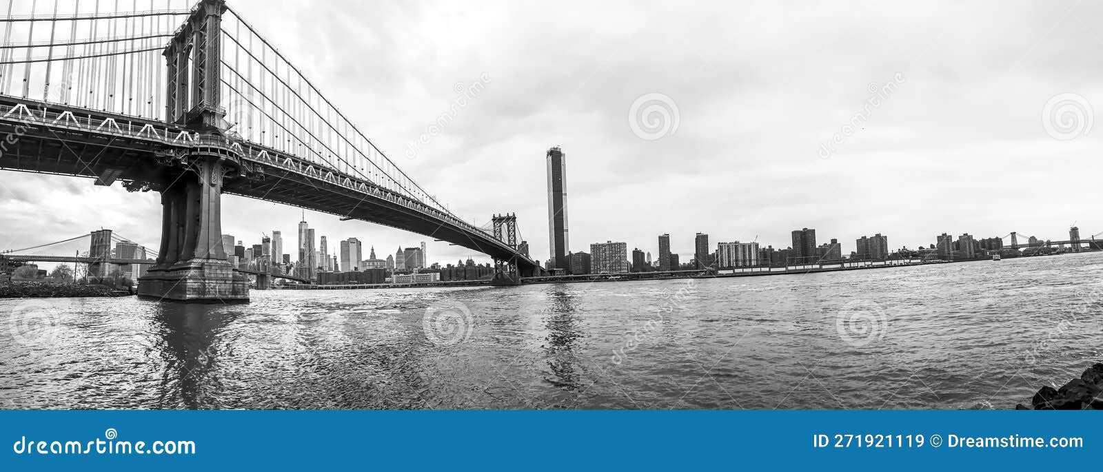 Panoramic View of the Manhattan Bridge Across the Hudson River. Stock ...