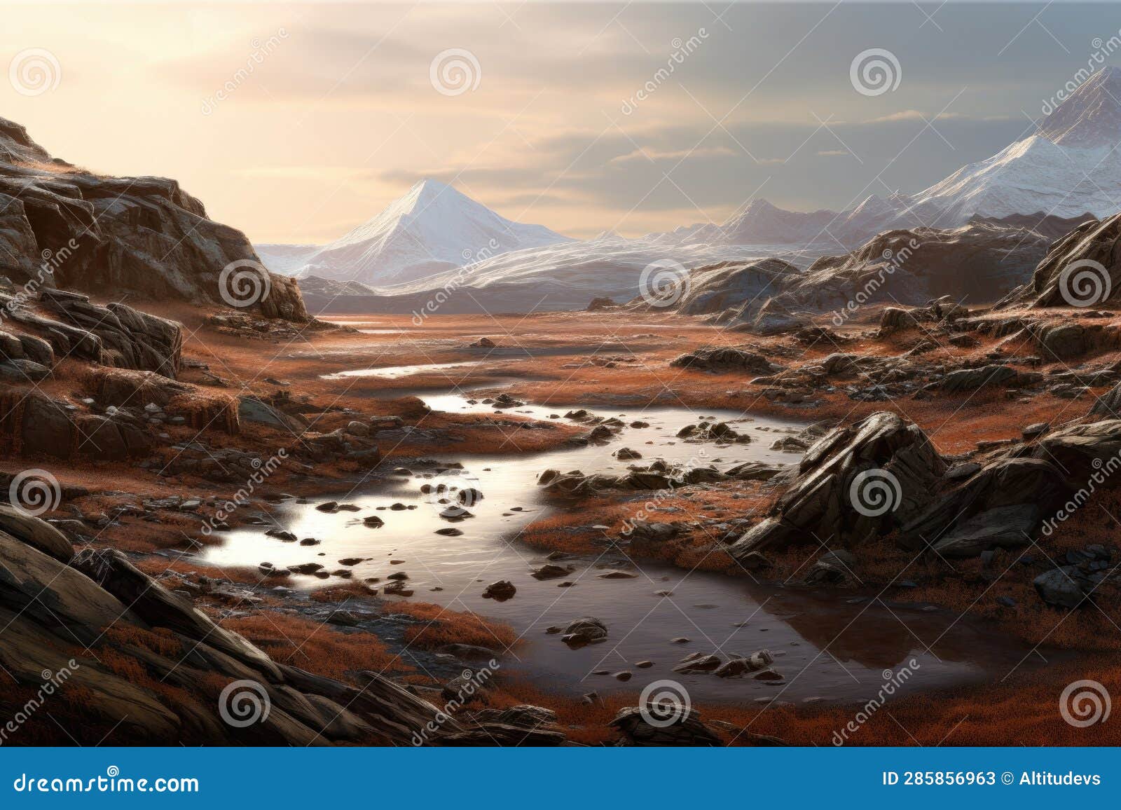 Panoramic View of Mars-like Landscape Around Habitat Stock Image ...