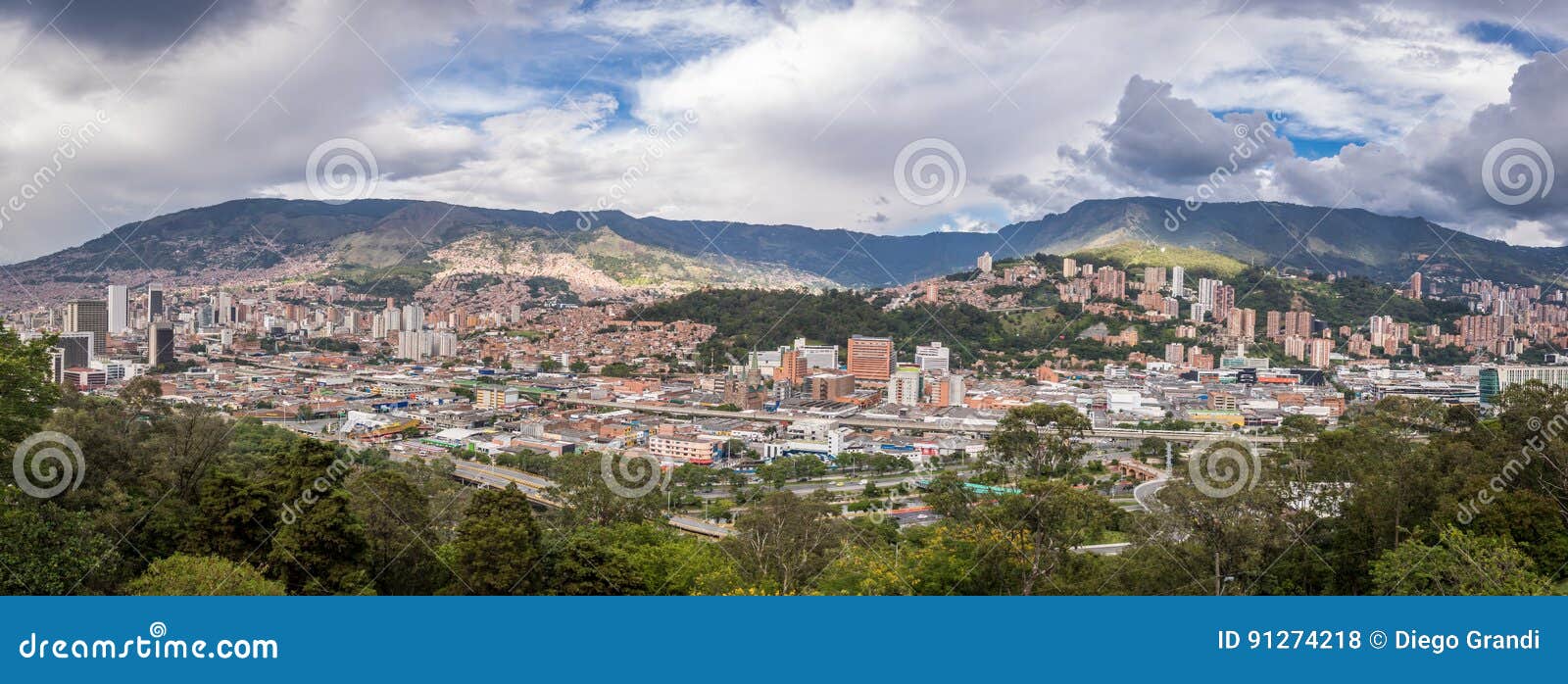 Panoramic View of Medellin, Colombia Stock Photo - Image of street ...