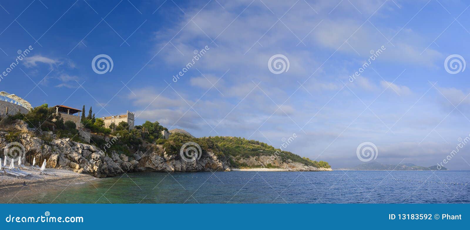 Panoramic View of Mediterranean Shore Stock Photo - Image of stone ...