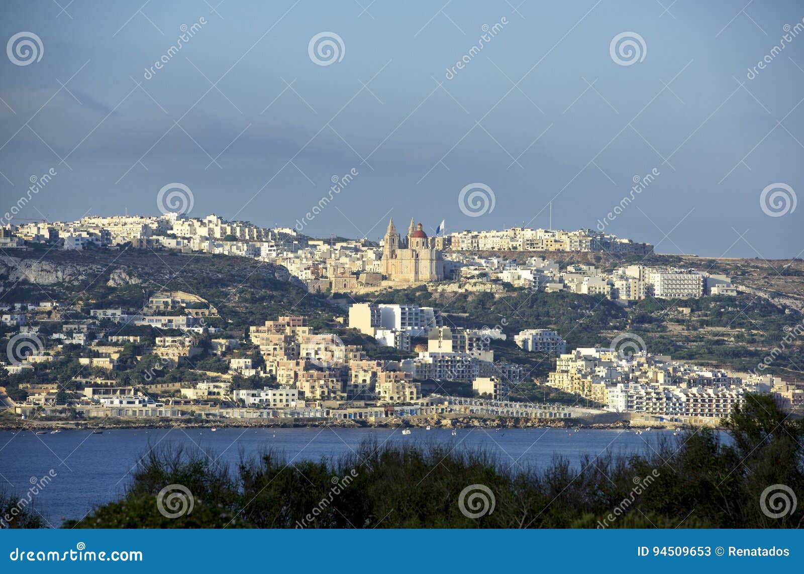 Panoramic View of Melieha, Malta Stock Image - Image of landmark ...