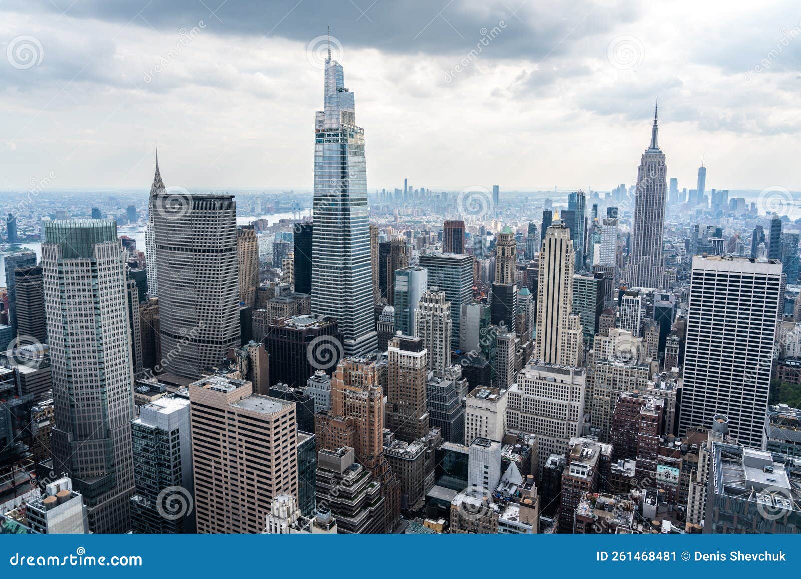 Panoramic View of the Metropolis with Tall Skyscrapers and Even Rows of ...
