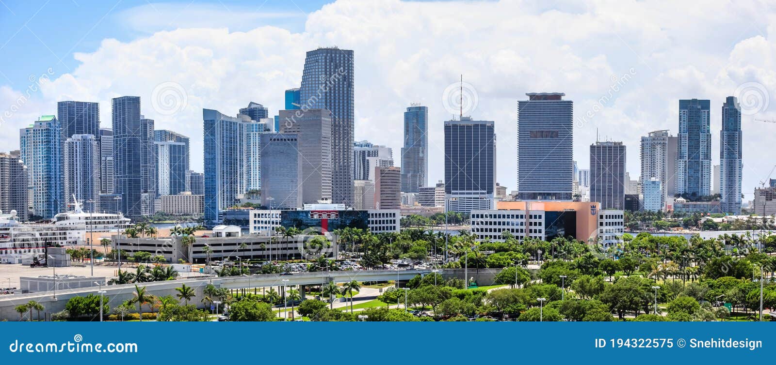 Panoramic View of Miami City from Ocean Editorial Image - Image of ...