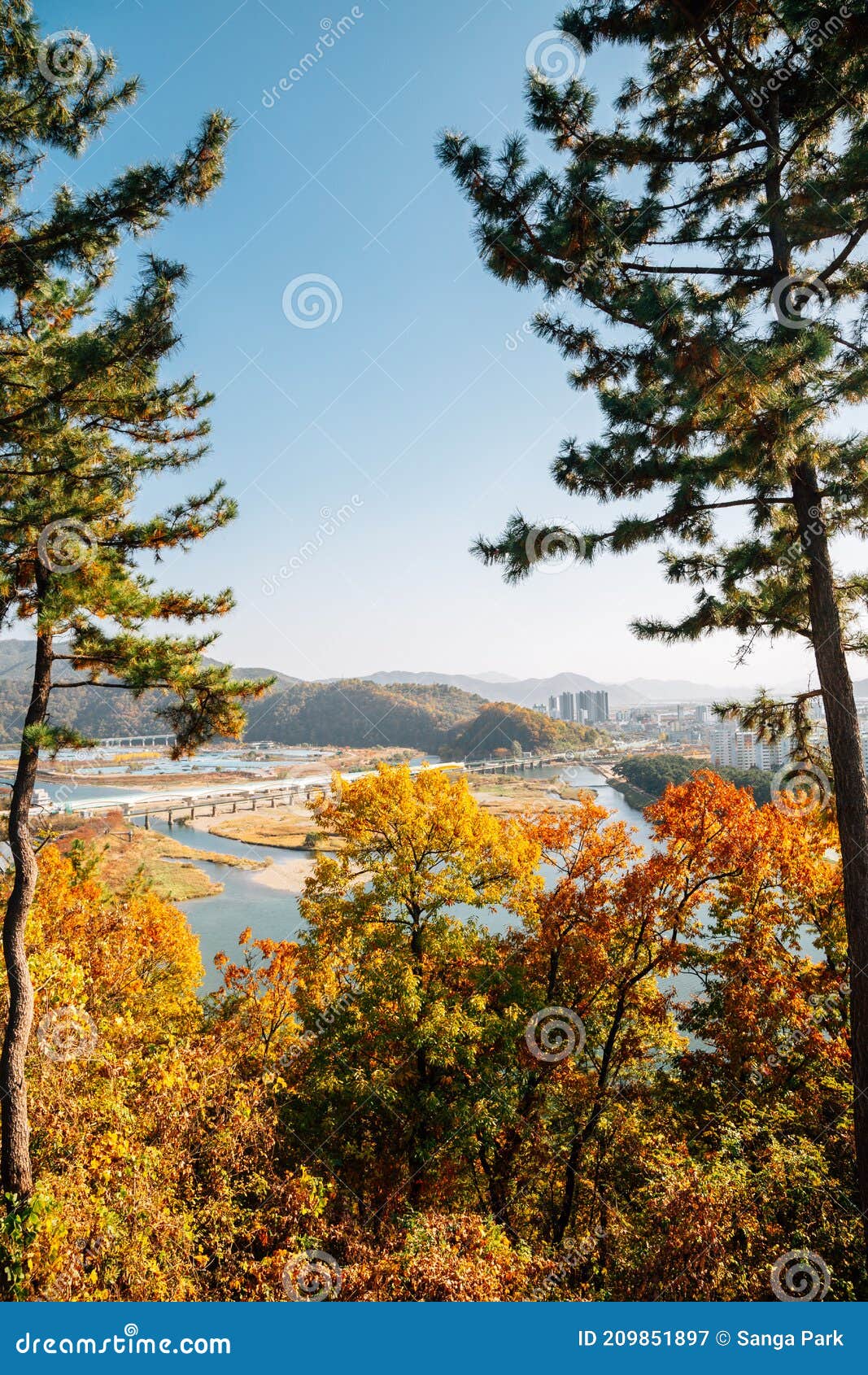 Panoramic View of Miryang River and Mountain at Autumn in Miryang ...
