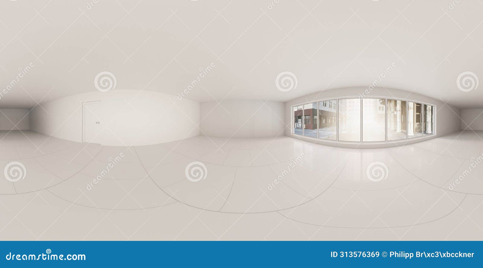 Panoramic View of Modern Interior Space with Minimalist Design and ...