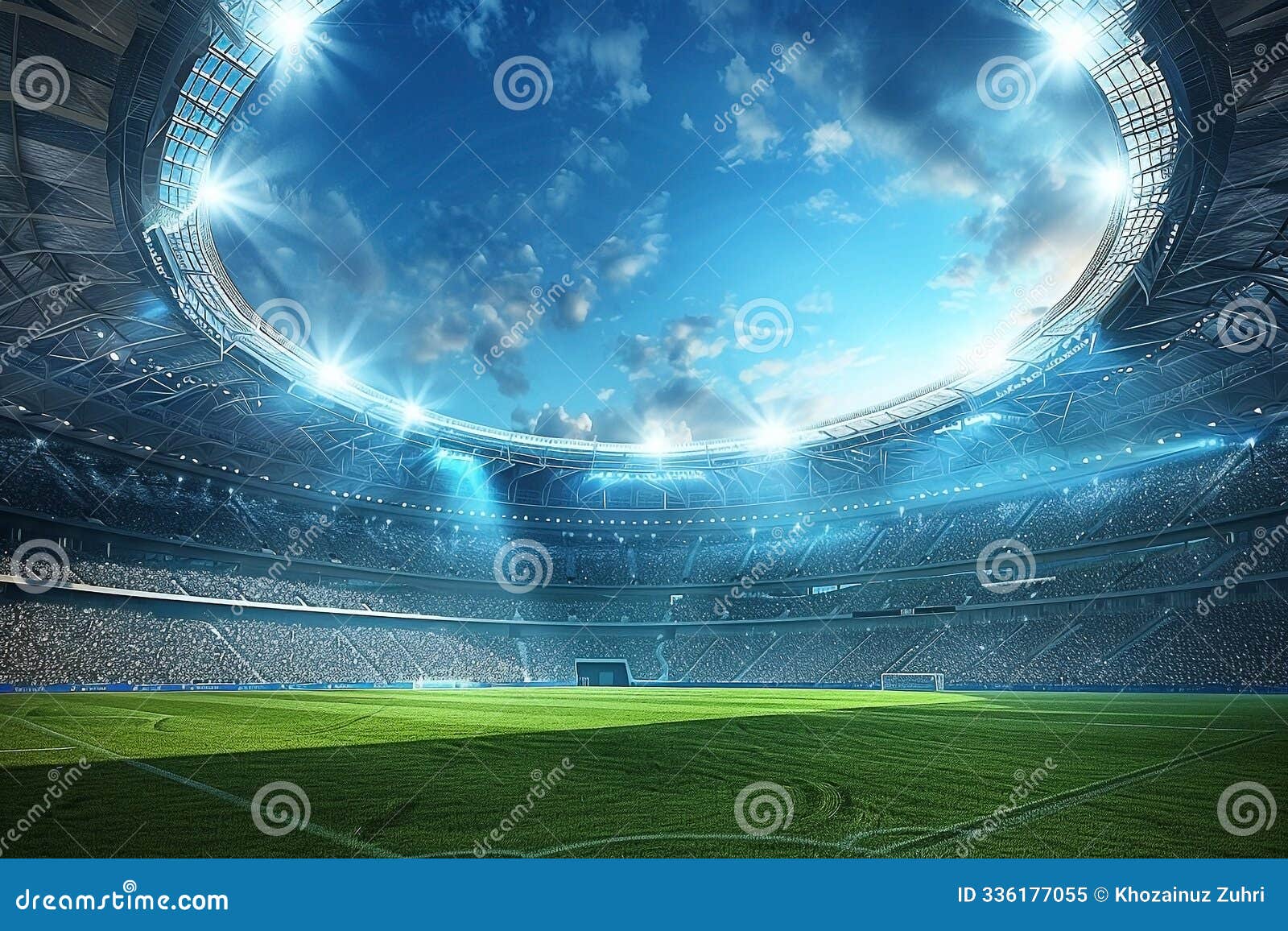 Panoramic View of Modern Soccer Stadium with Dome Ceiling and Packed ...