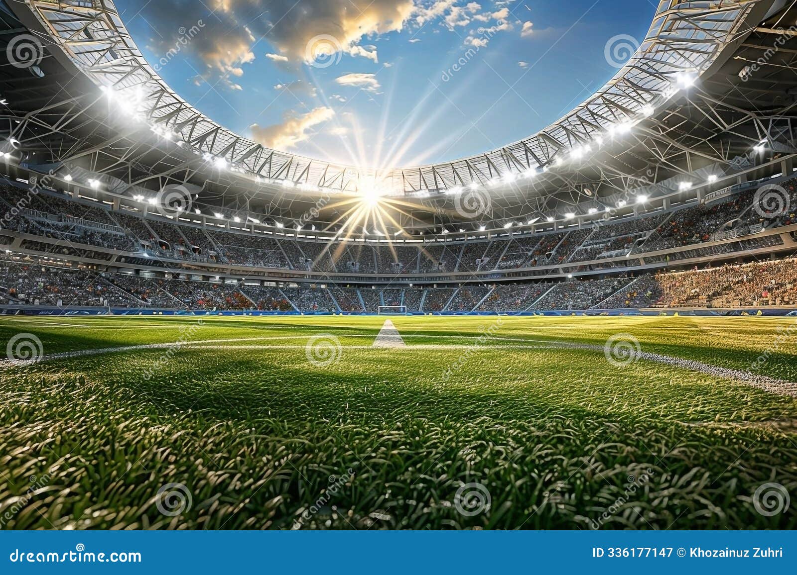 Panoramic View of Modern Soccer Stadium with Dome Ceiling and Packed ...