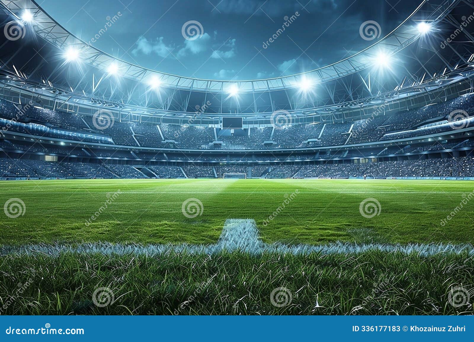 Panoramic View of Modern Soccer Stadium with Dome Ceiling and Packed ...
