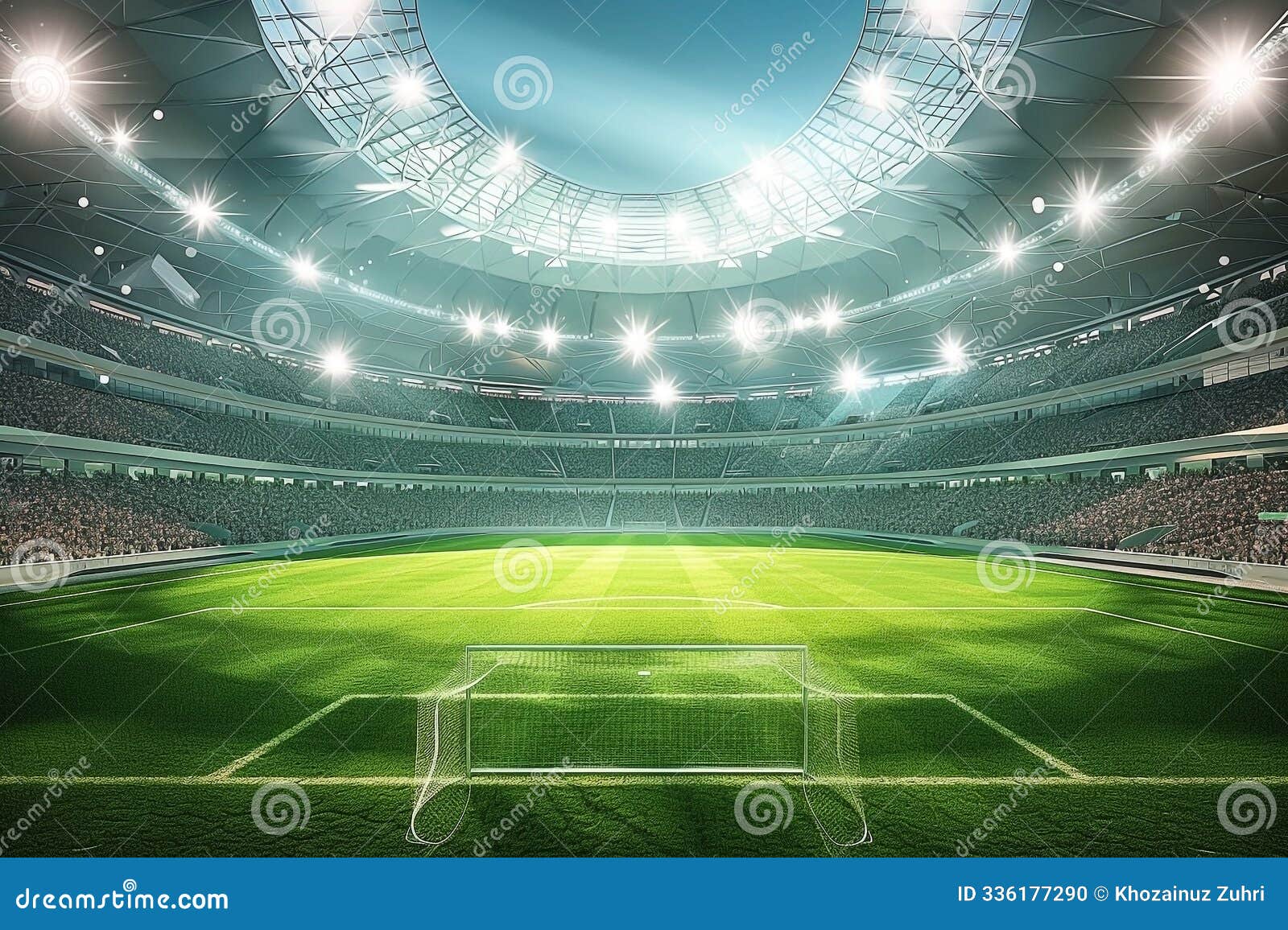 Panoramic View of Modern Soccer Stadium with Dome Ceiling and Packed ...