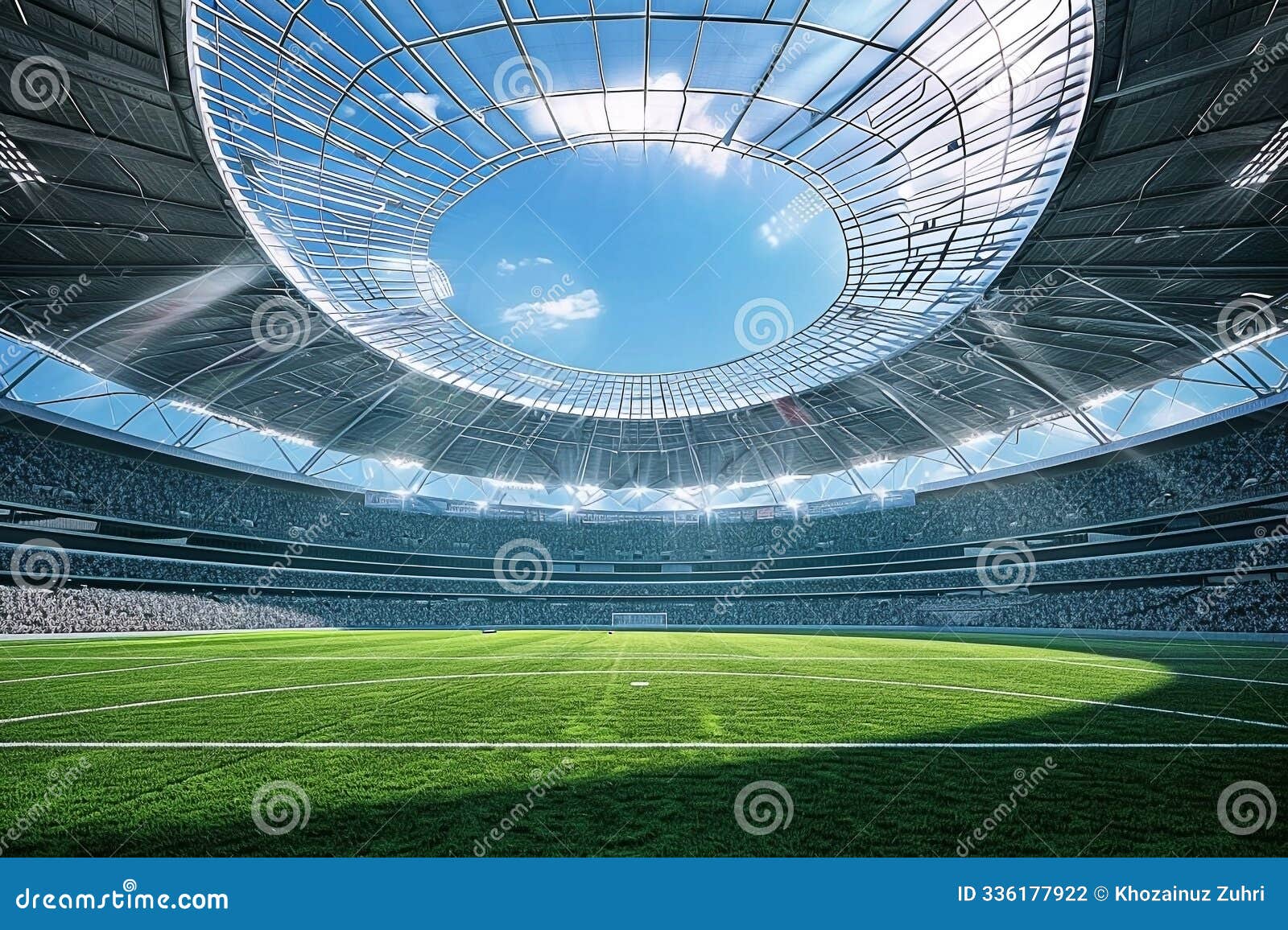 Panoramic View of Modern Soccer Stadium with Dome Ceiling and Packed ...