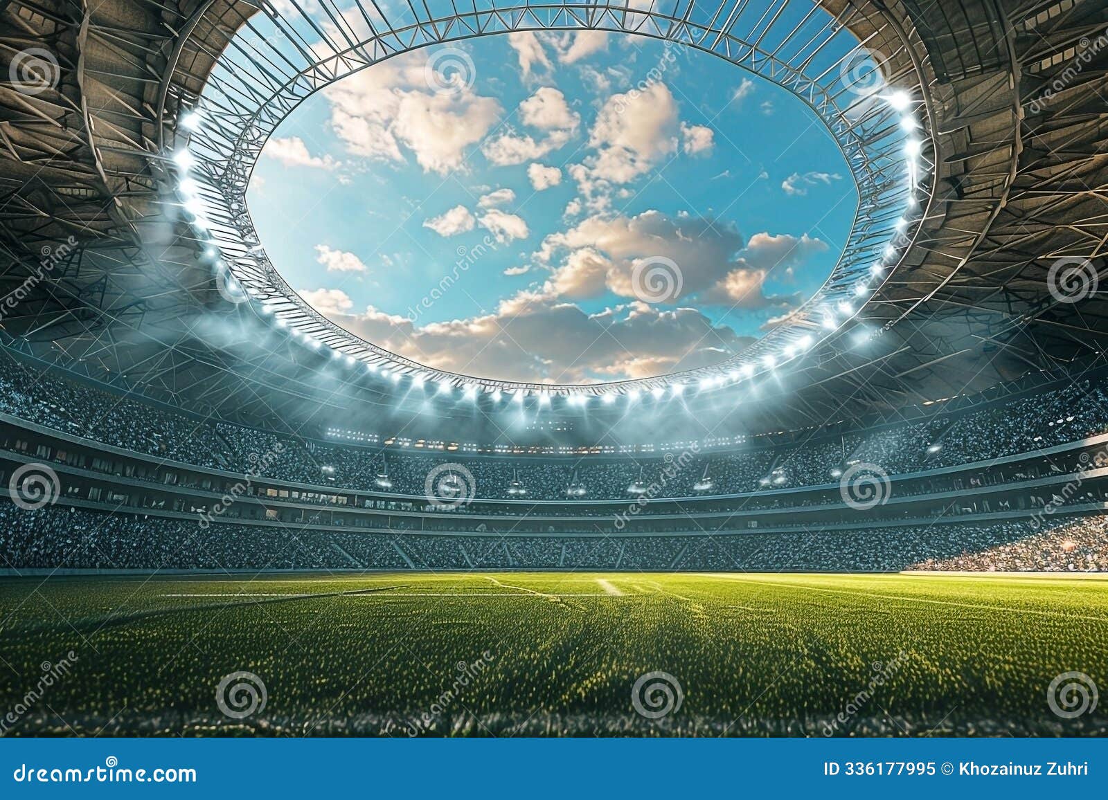 Panoramic View of Modern Soccer Stadium with Dome Ceiling and Packed ...