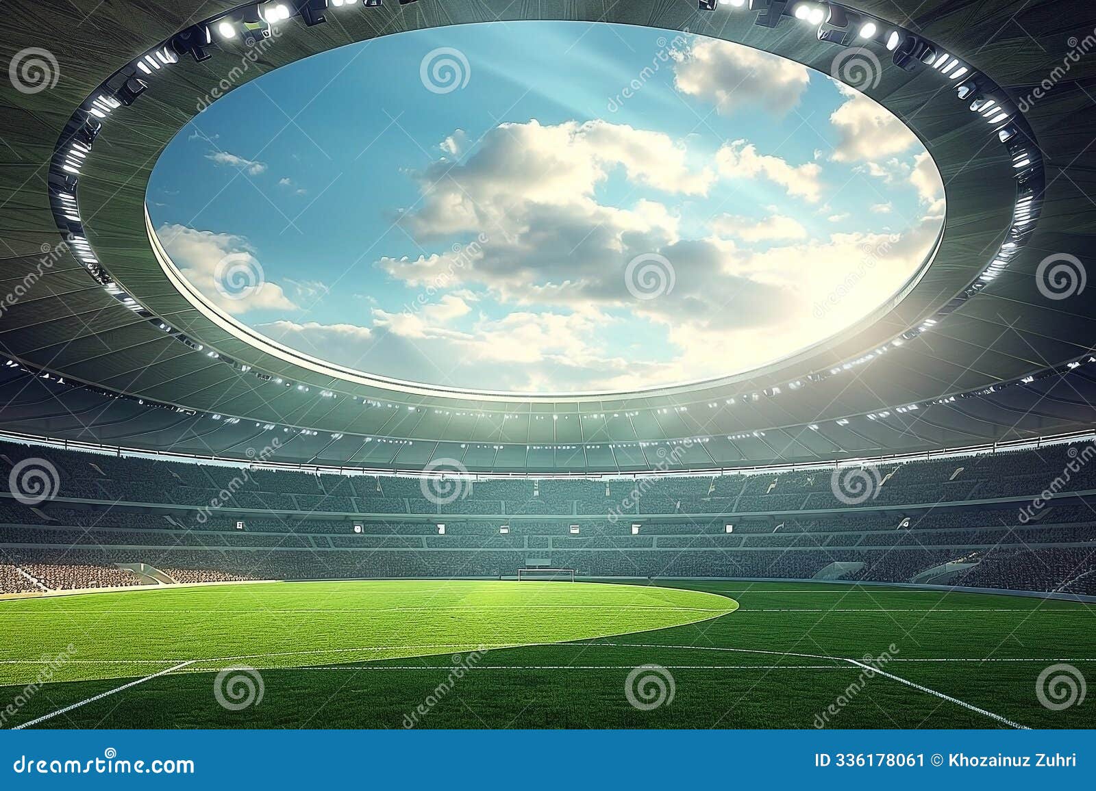 Panoramic View of Modern Soccer Stadium with Dome Ceiling and Packed ...