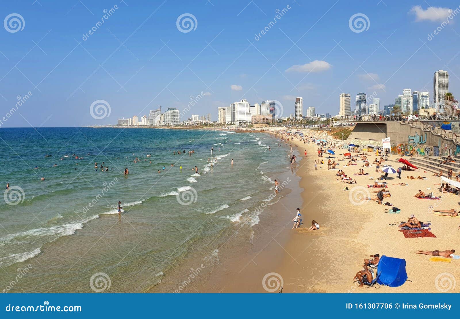 Mediterranean Coast of Modern Tel Aviv, Israel Editorial Photo - Image ...